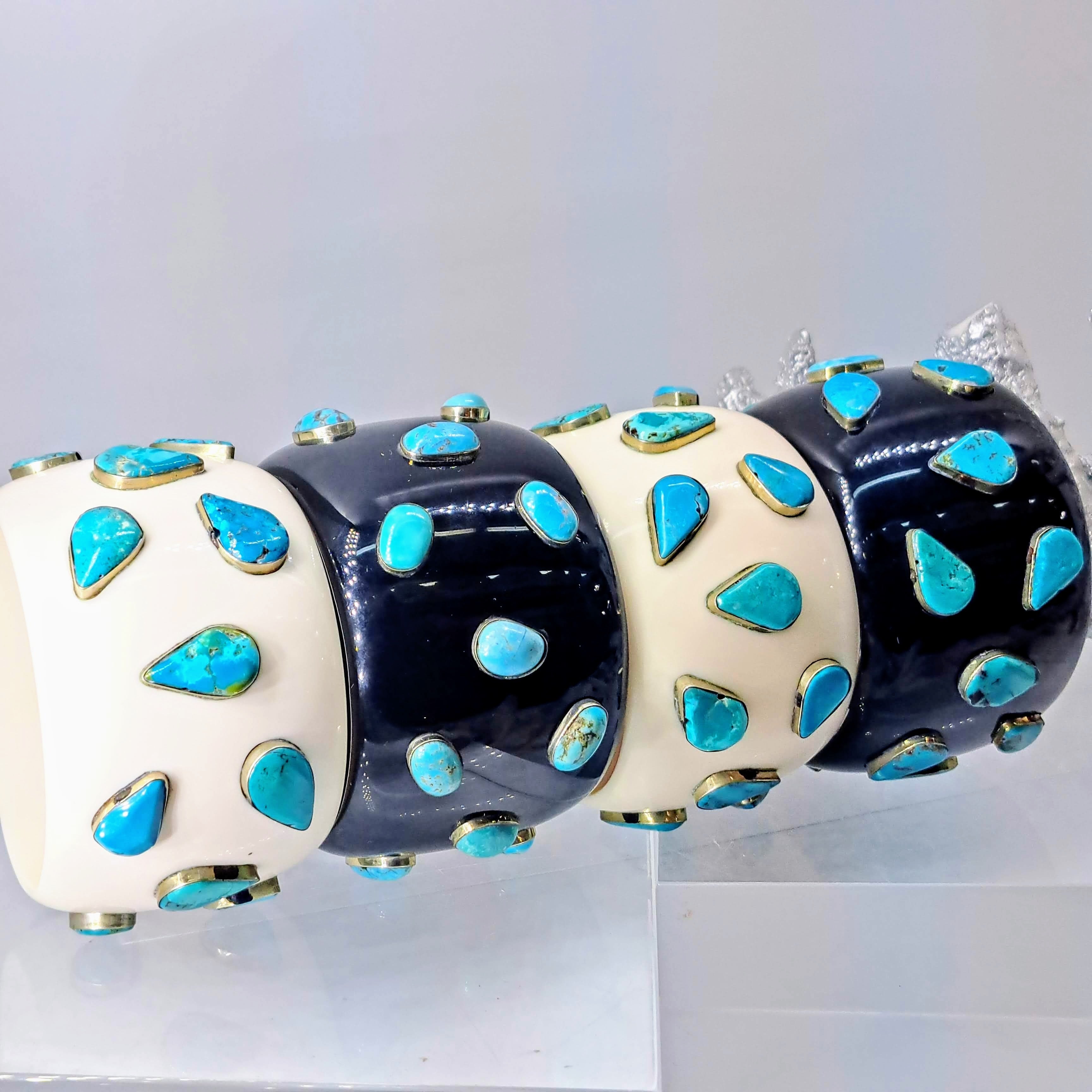 "Iris' Favorite" Mixed Sz Bracelets - Turquoise, Resin, Wood – Key West ...